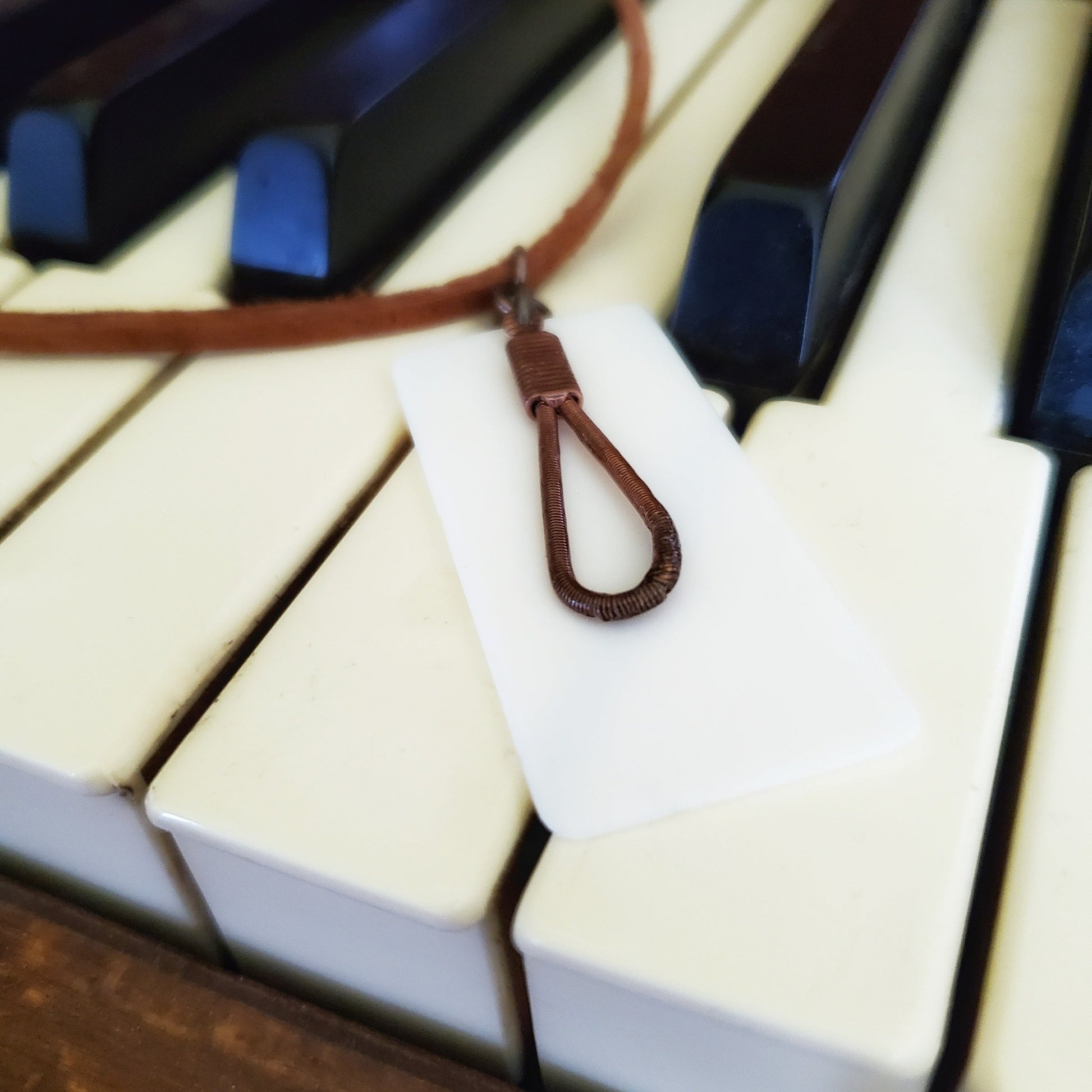 Ivory Piano Key and Copper Piano String Suede Necklace – Do Re Mi ...