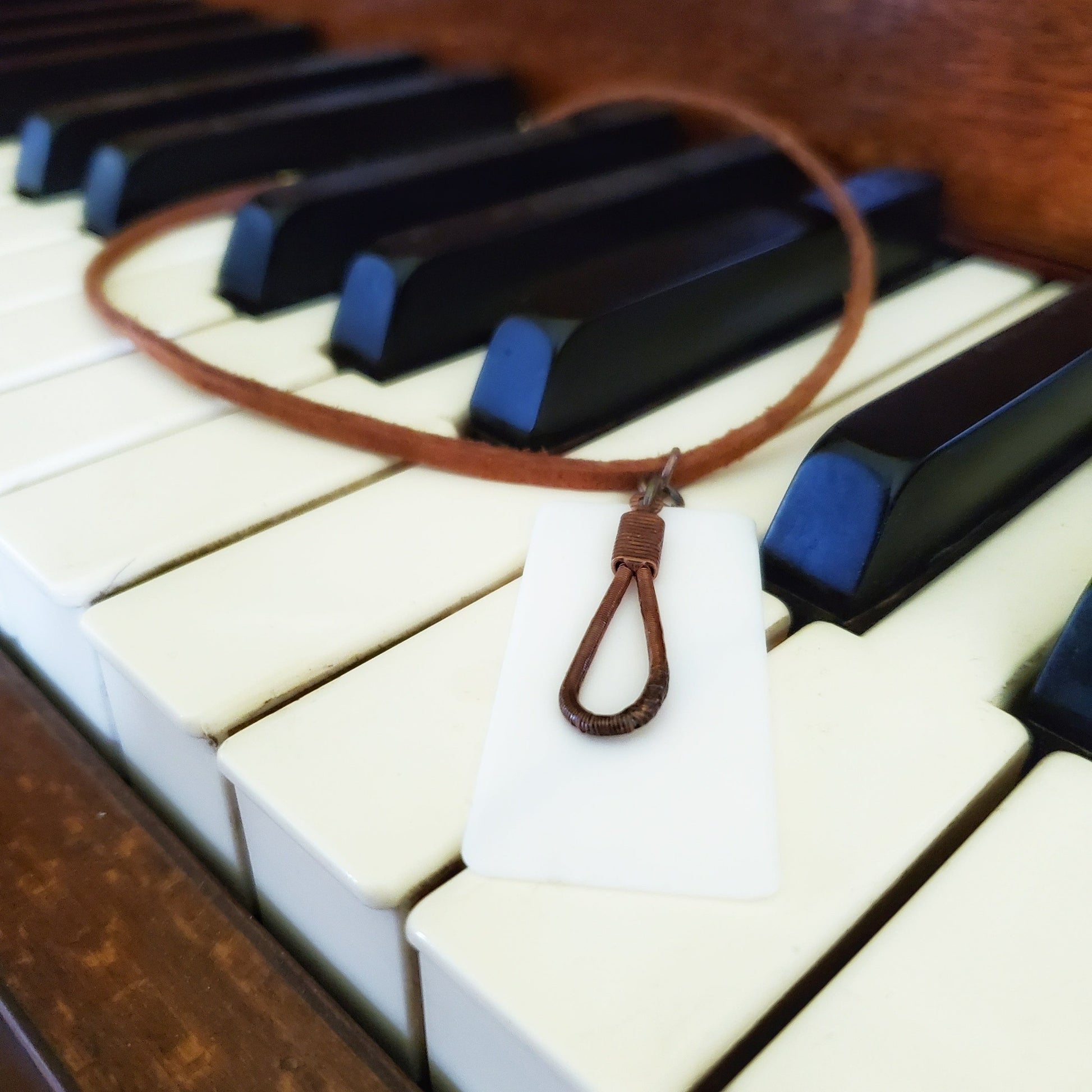 Ivory Piano Key and Copper Piano String Suede Necklace – Do Re Mi ...