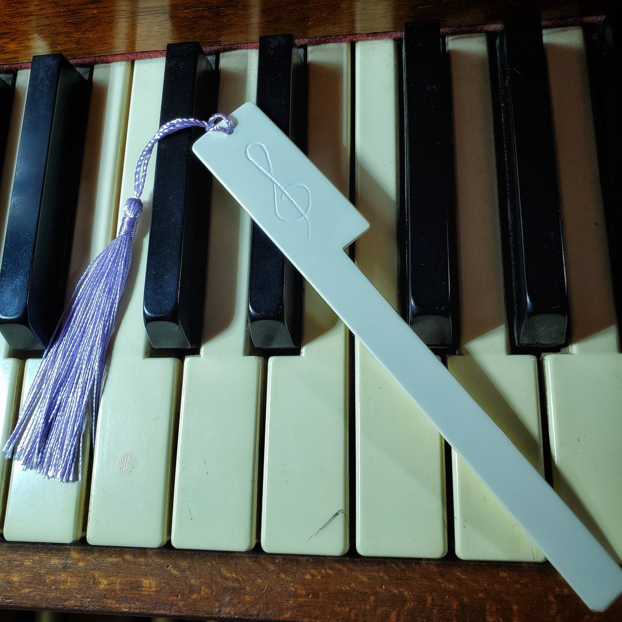Upcycled White Piano Key Topper Bookmark