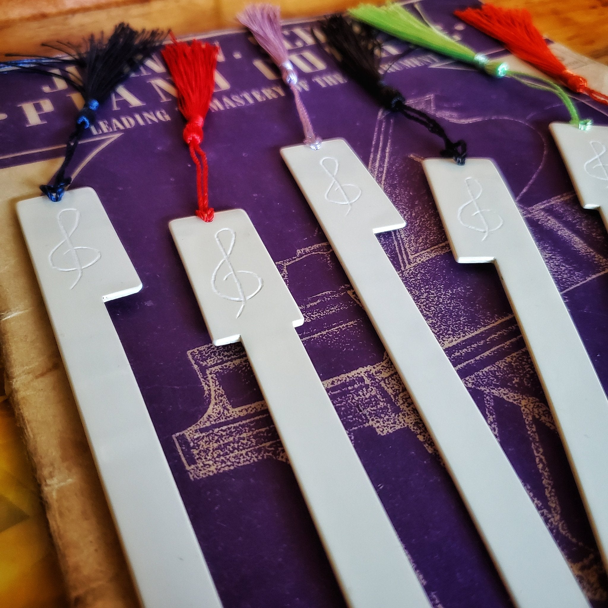 Upcycled White Piano Key Topper Bookmark